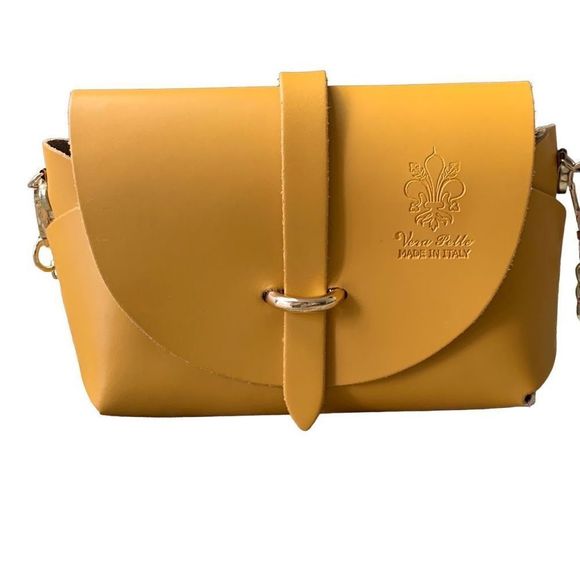Vera Pelle | Bags | Vera Pellesaffron Yellow Italian Leather Barrel ...